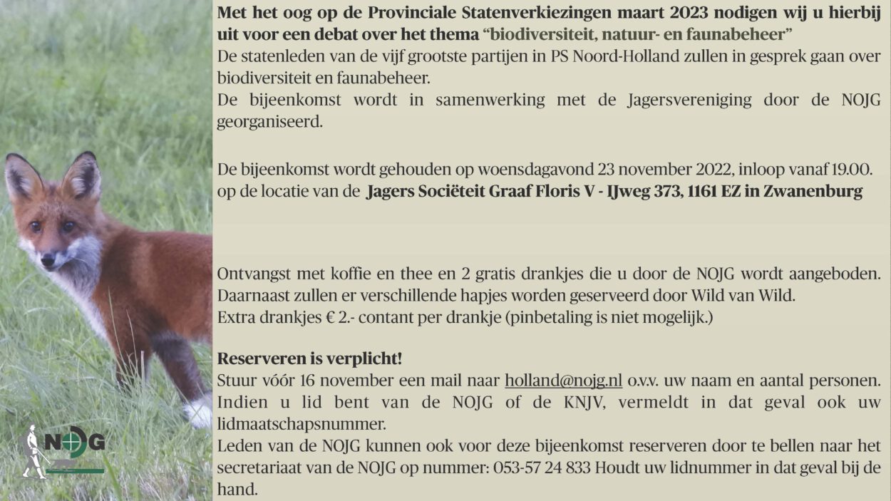 uitnodiging_NOJG -regio Noord-Holland – Nederlandse Organisatie voor Jacht en Grondbeheer